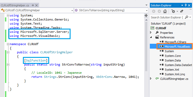 T Sql 全角を半角に変換する Clr 関数 便利なt Sql＆クエリー集 Sql Server 入門